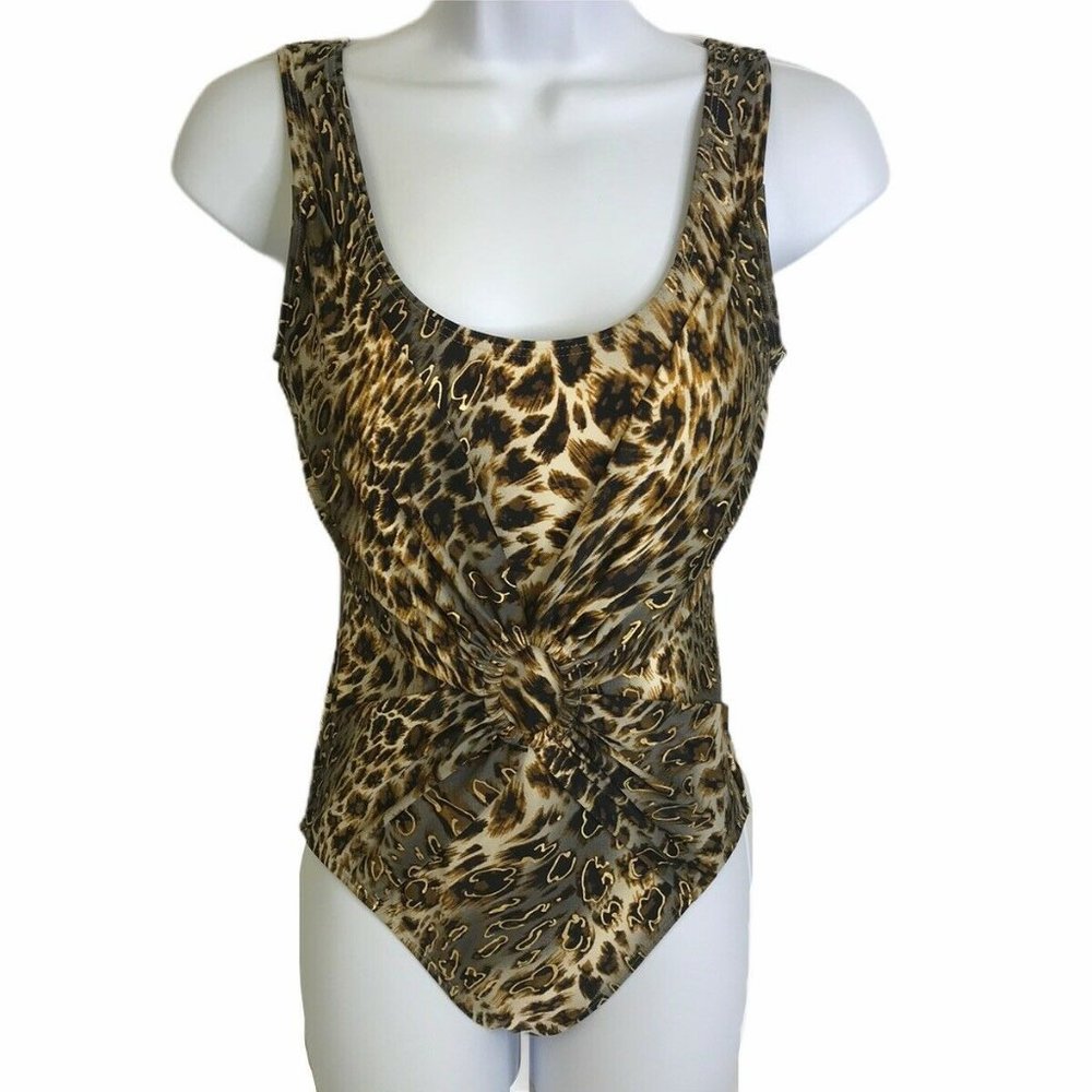 Shape Fx Swim-Cheetah Print Low Back One Piece - Gem